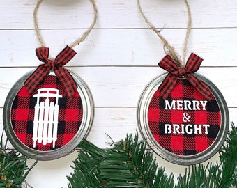 Farmhouse Mason Jar Lid Ornaments Country Christmas - Etsy