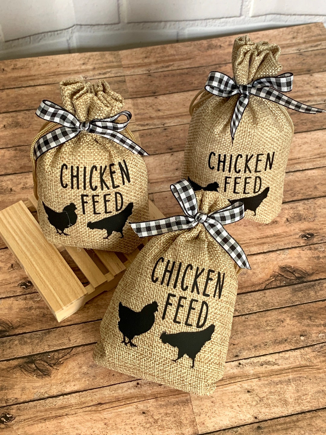 Mini Feed Sack, Farmhouse Tiered Tray Decor, Tiny Burlap Sack, Chicken ...