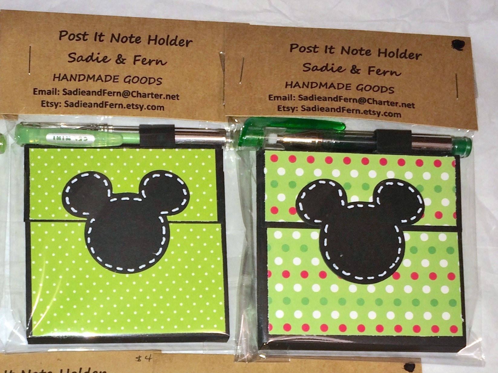 Set of 3 Post It Note Holders and Gel Pens Mickey Inspired | Etsy