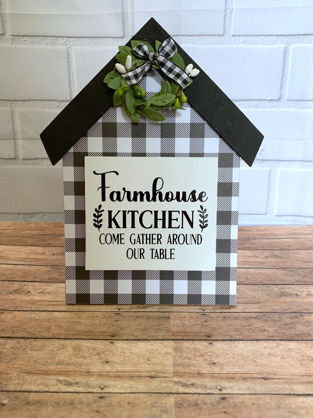 Kitchen Sign, Wood House Sign, Farmhouse Kitchen, Shelf Sitter, Gather ...