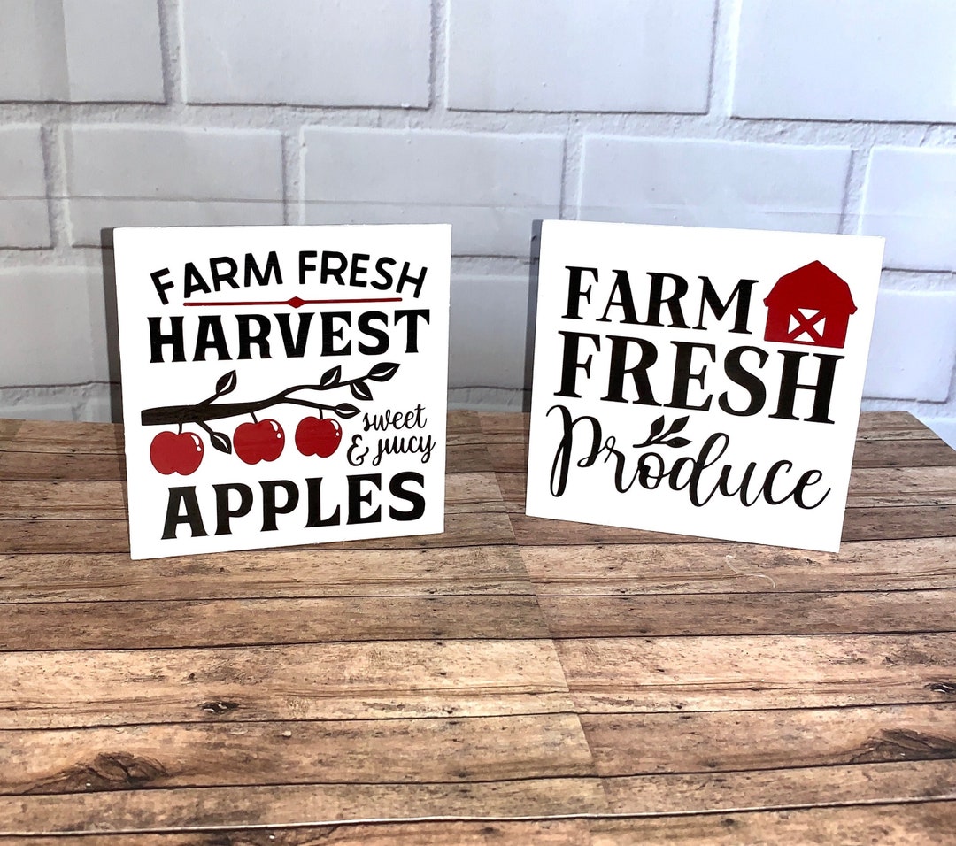 Harvest Apples Mini Sign, Farm Fresh Produce, Tiered Tray Decor ...