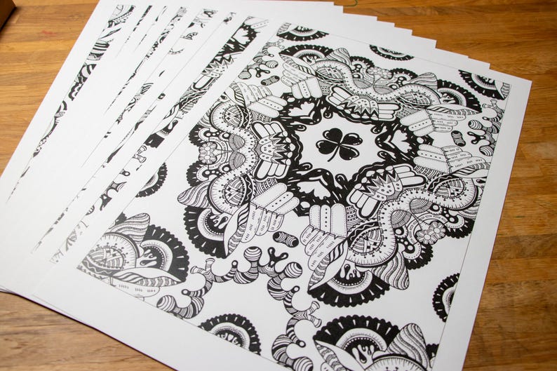 A3 Colouring Sheets Set: 10 Hand-illustrated Prints on Thick Paper - Etsy