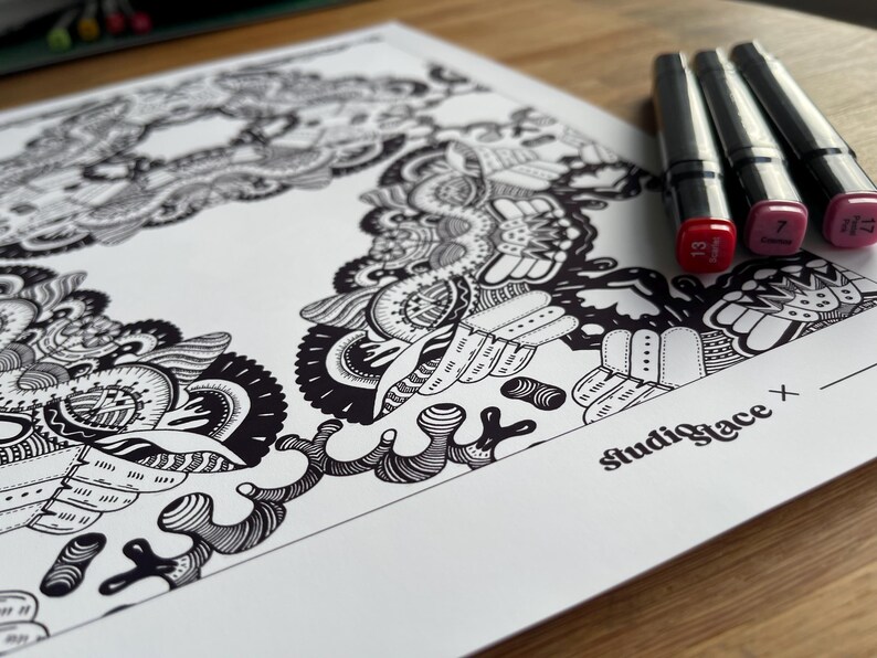 A3 Colouring Sheets Set: 10 Hand-illustrated Prints on Thick Paper - Etsy