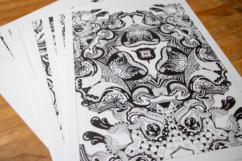 A3 Colouring Sheets Set: 10 Hand-illustrated Prints on Thick Paper - Etsy