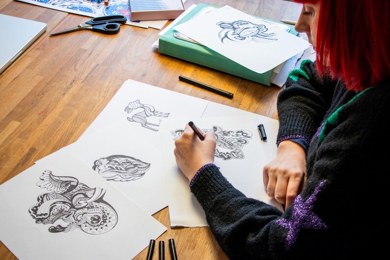 A3 Colouring Sheets Set: 10 Hand-illustrated Prints on Thick Paper - Etsy