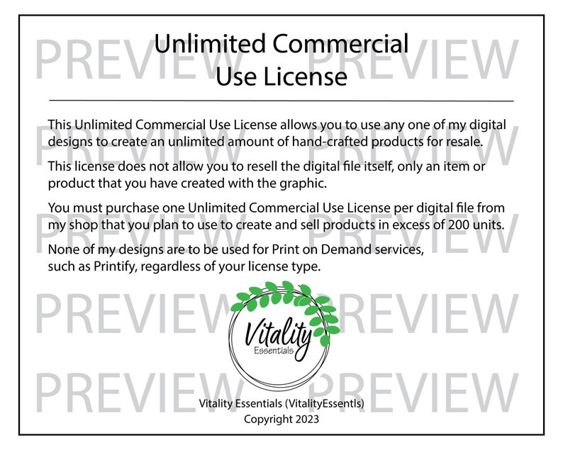 Unlimited Commercial Use License - Etsy