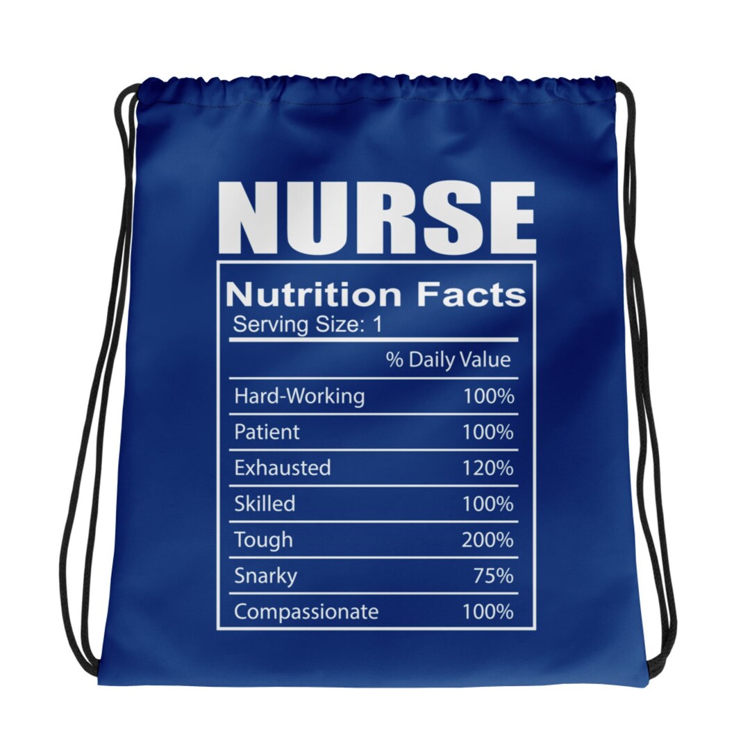 Nurse Nutrition Facts Navy Drawstring Bag - Etsy