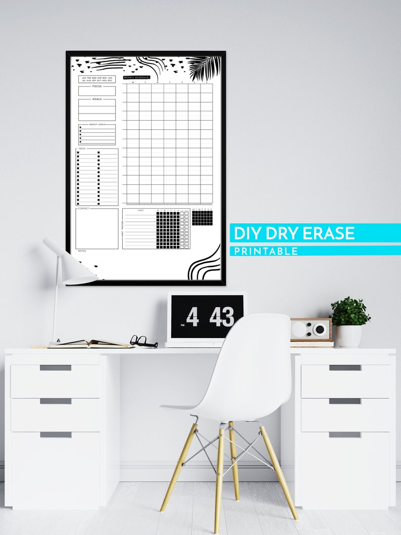 DIY Dry Erase Planner, Large 2026 Weekly Scheduler Planner, Black and ...