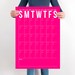 Hot Pink Calendar Printable Poster Chic Office Wall Art Pink and White ...