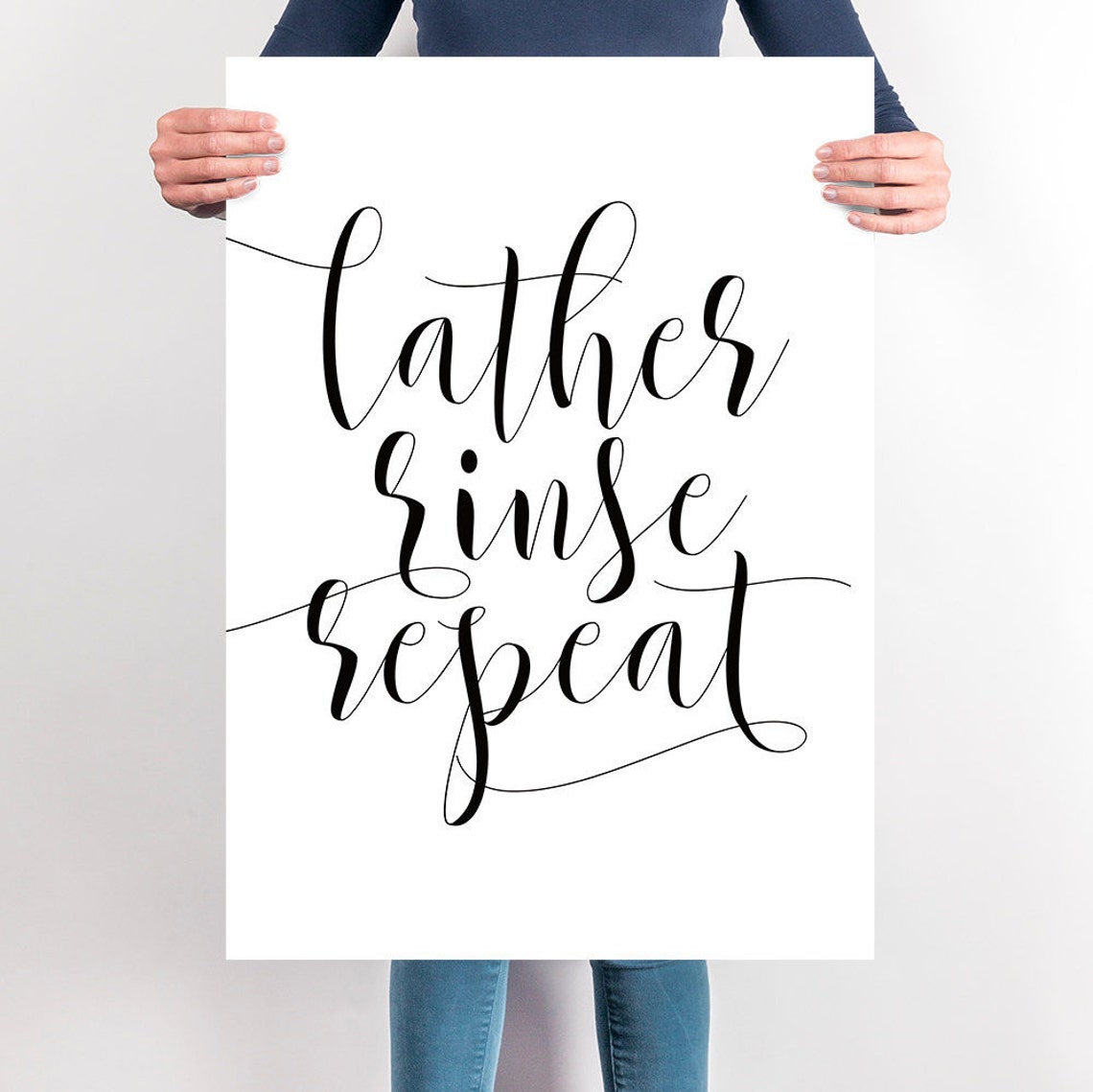 Lather Rinse Repeat Poster Printable Bathroom Print | Etsy