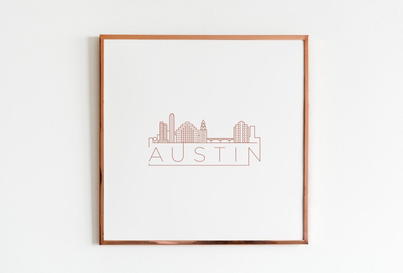 Austin Skyline Printable Poster Wall Art Texas Minimalist | Etsy