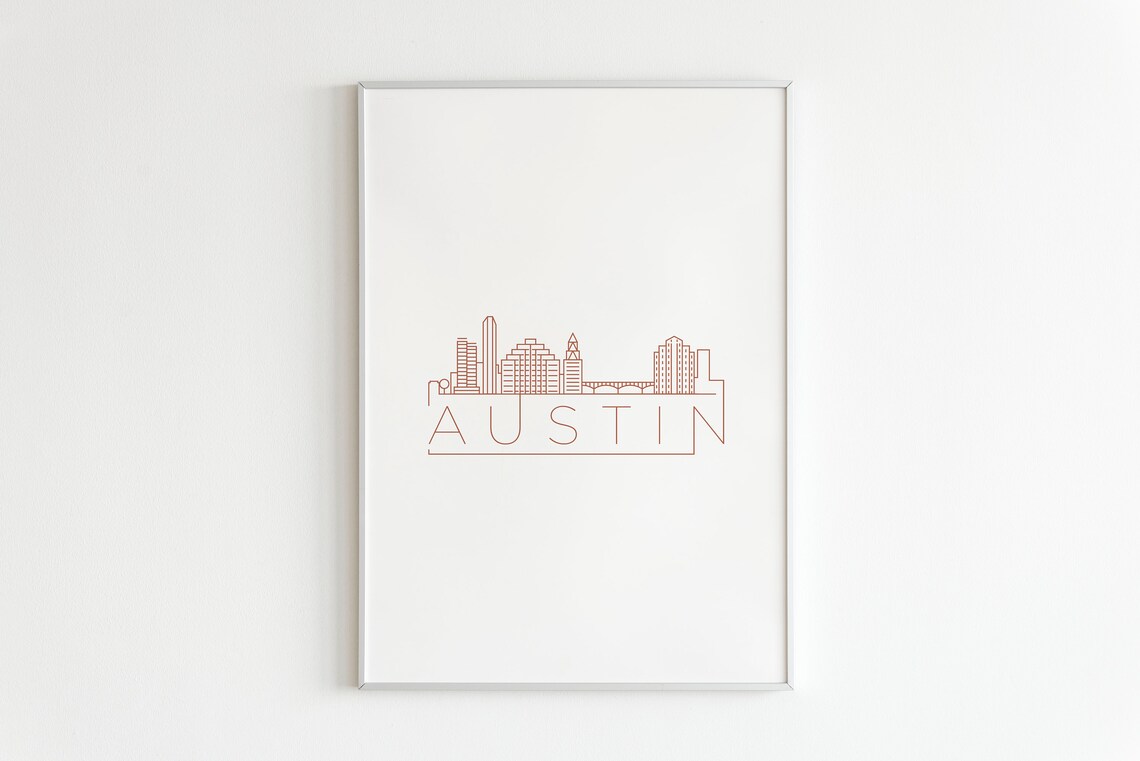 Austin Skyline Printable Poster Wall Art Texas Minimalist | Etsy