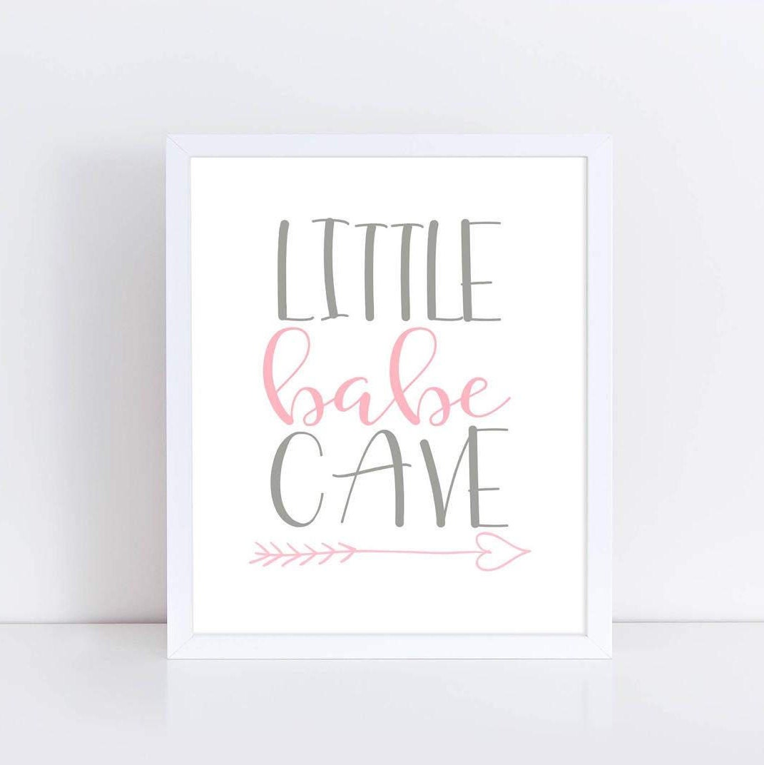 Little Babe Cave PRINTABLE Poster Pink Gray and White Nursery - Etsy