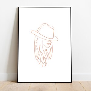 Western Cowgirl Line Art Printable Wall Art, Nashville Minimalist ...