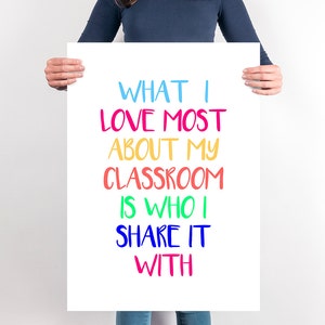 Printable Teacher Poster Classroom Wall Decor Teacher Quote What I Love ...