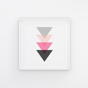Printable Abstract Art Pink Triangles Office Decor Wall Art Baby Room ...