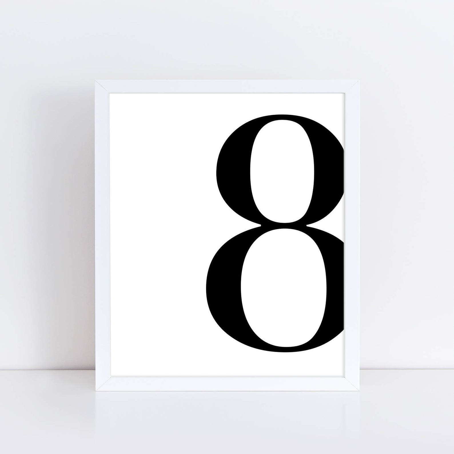 Number 8 Printable Black and White Poster Typography Art | Etsy