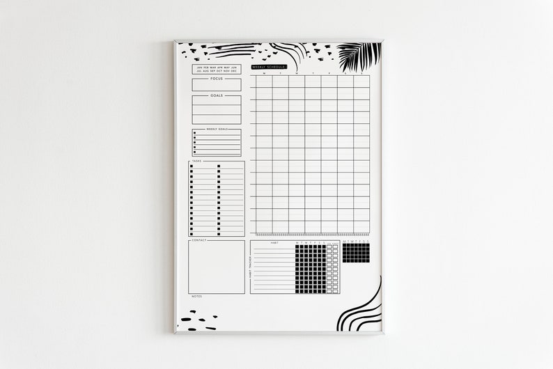 DIY Dry Erase Planner, Large 2026 Weekly Scheduler Planner, Black and ...