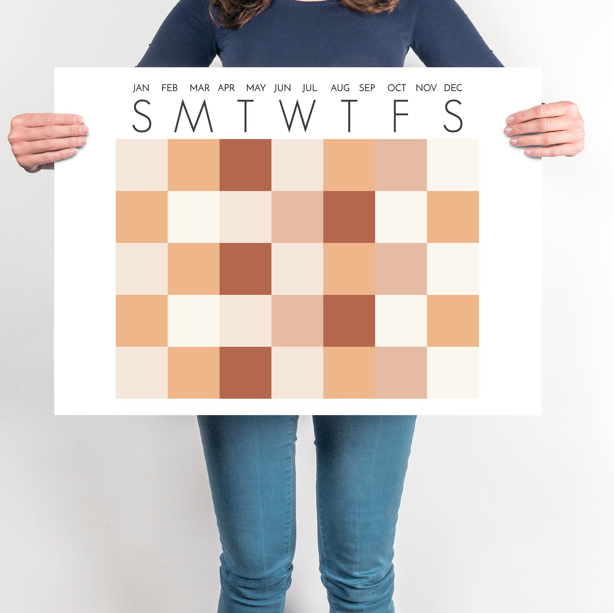 Calendar Poster Printable Large Office Calendar Terracotta Modern ...