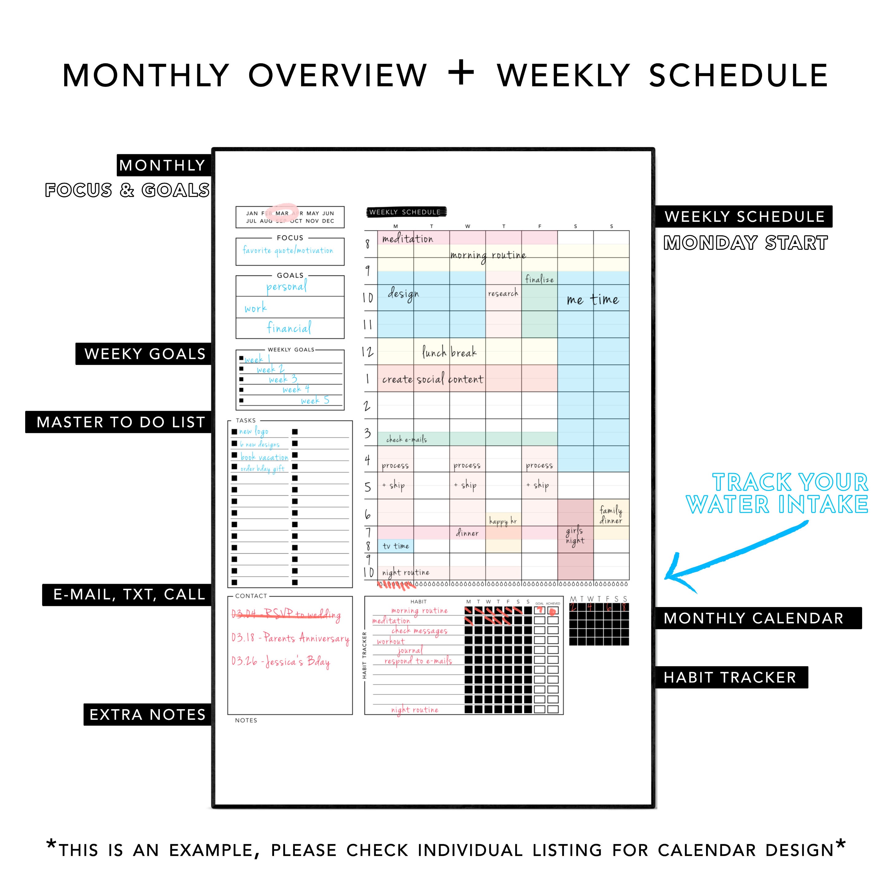 NAVY 2026 Command Center, LARGE Dry Erase Wall Calendar, Weekly ...