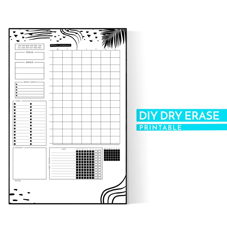 DIY Dry Erase Planner, Large 2026 Weekly Scheduler Planner, Black and ...
