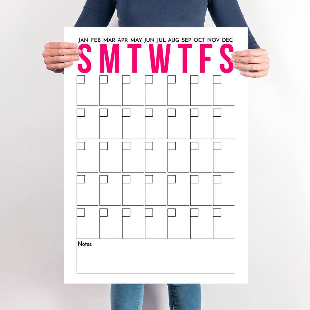 2026 PRINTABLE Wall Calendar Hot Pink and White Monthly Desk Calendar ...