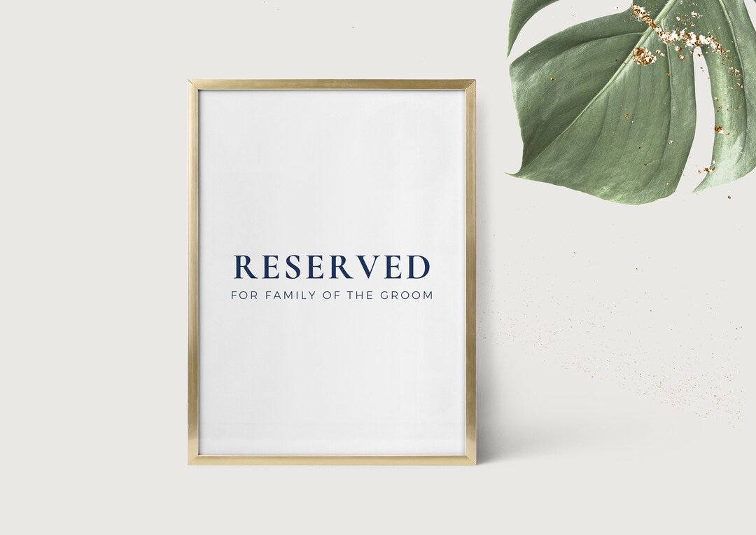 Printable Navy Blue Reserved Sign for Wedding, Tropical Wedding DIY ...