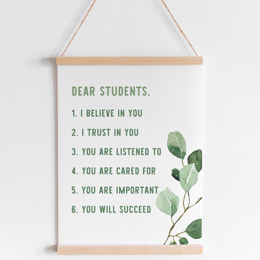 PRINTABLE Calming Classroom Printable Motivational Print Dear Students ...