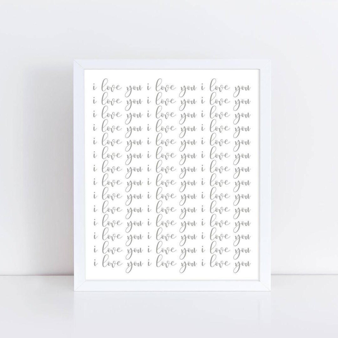 I Love You Repeat PRINTABLE Poster Gray and White Nursery Wall - Etsy