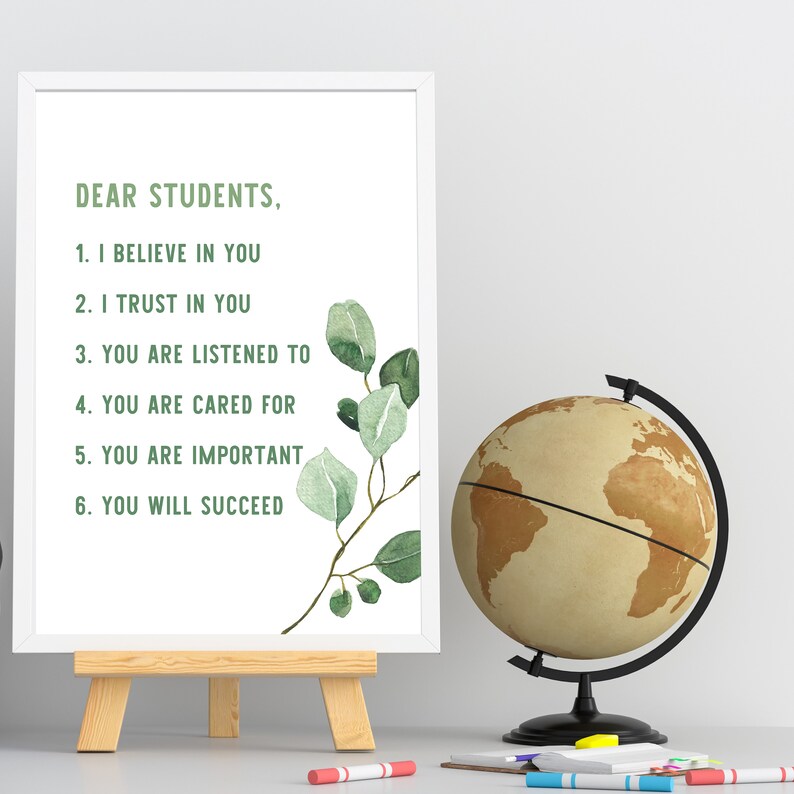 PRINTABLE Calming Classroom Printable Motivational Print Dear - Etsy