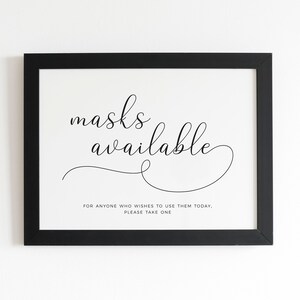 Masks Available Printable Sign, Sanitization and Social Distancing ...