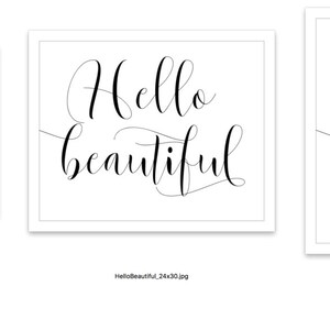Hello Beautiful Printable Black and White Wall Art Large - Etsy