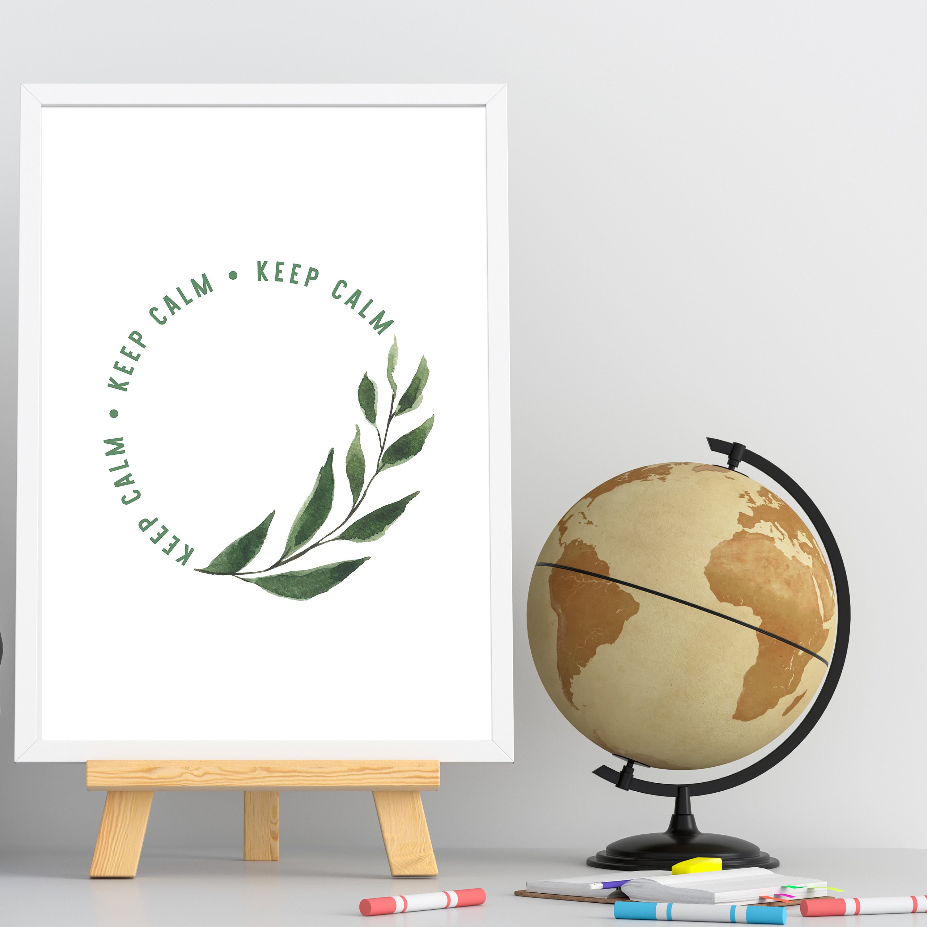 Calming Classroom Printable Art, Keep Calm Eucalyptus Nature Themed ...