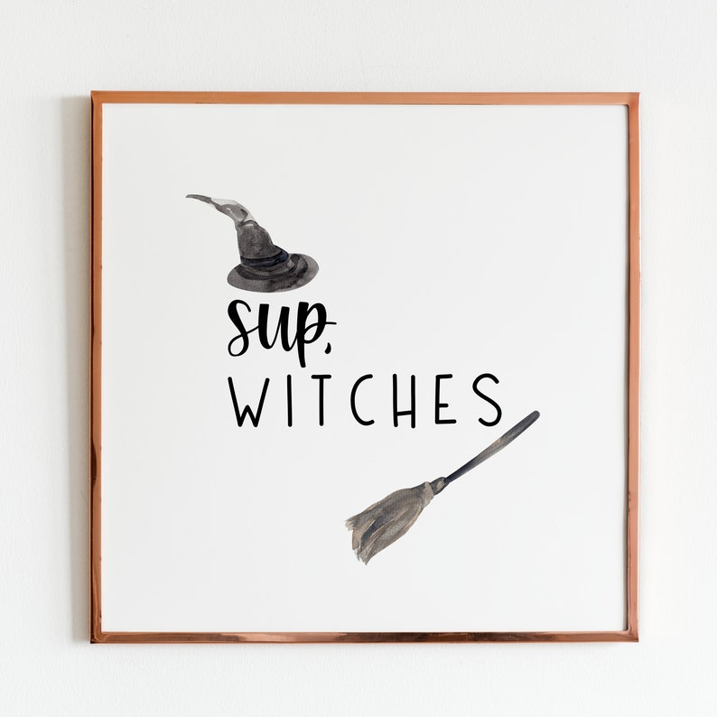 Sup Witches Minimalist Halloween Printable Wall Art, Large Halloween ...