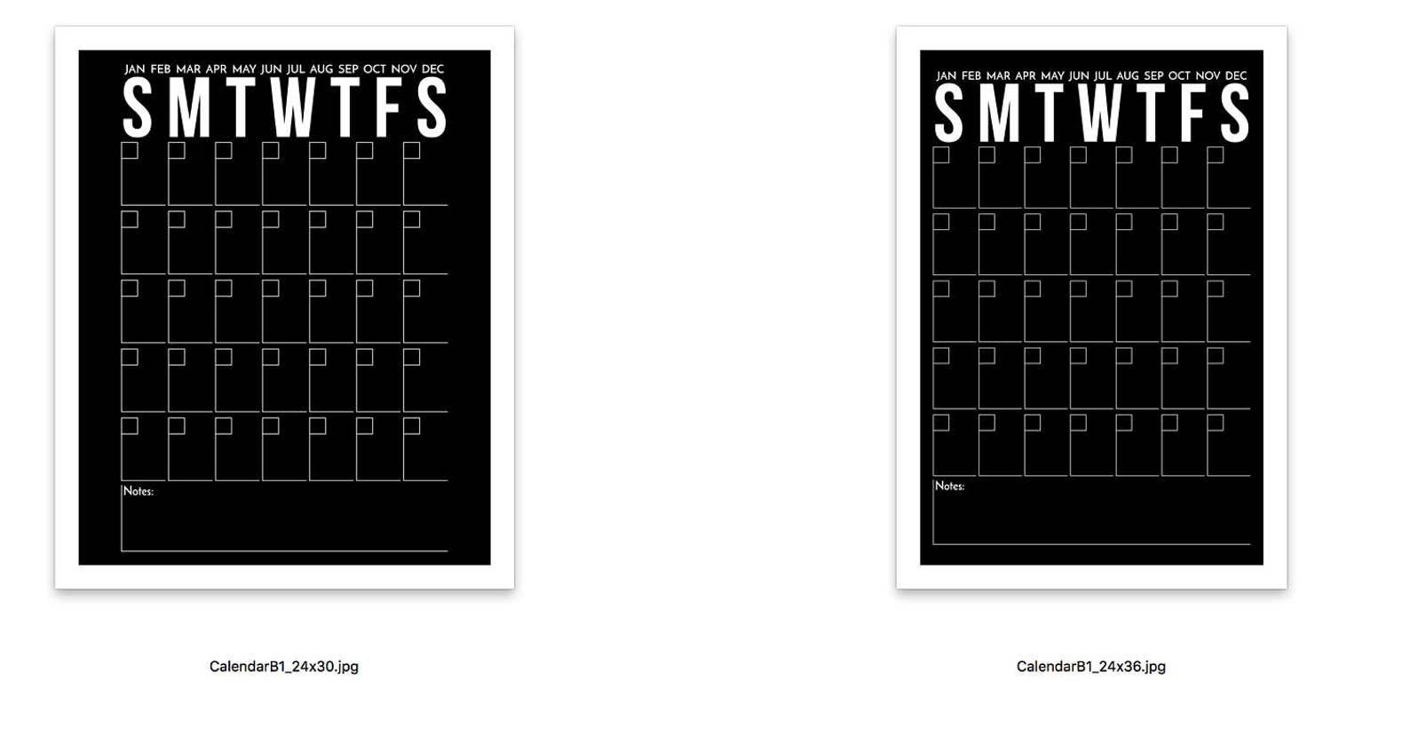 Black Printable Calendar Poster Large Calendar DIY Write-on - Etsy