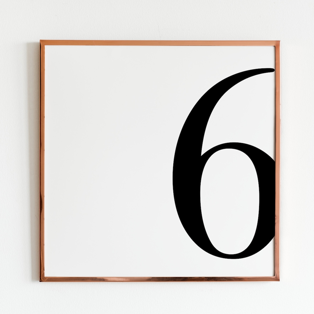 Number 6 Printable Poster Black and White Gallery Print Number Wall Art ...