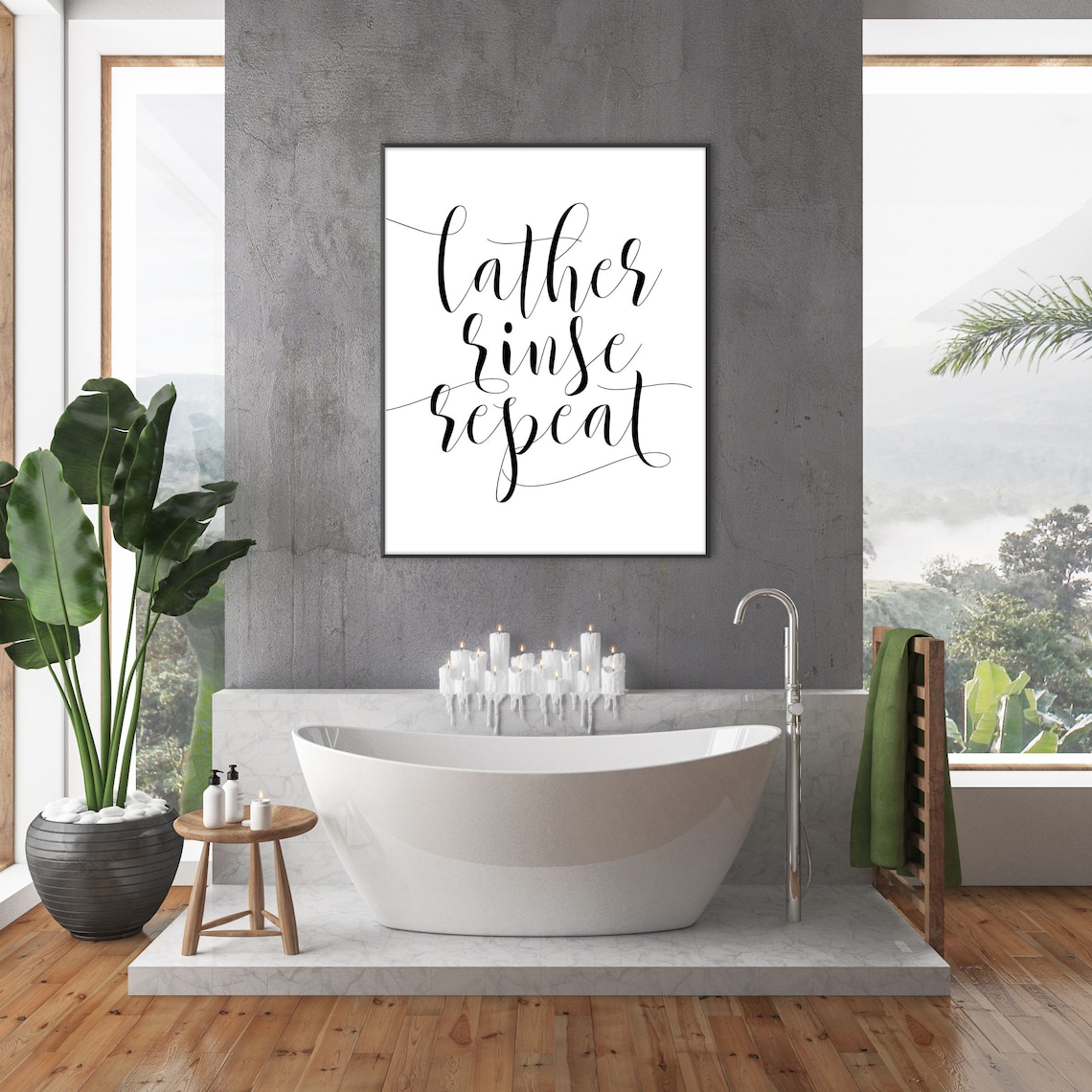 Lather Rinse Repeat Poster Printable Bathroom Print | Etsy