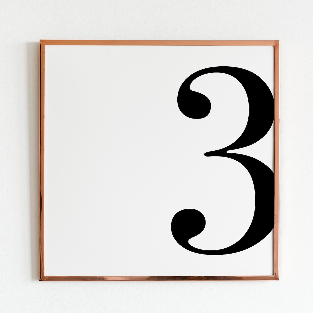 Number Three Poster Printable Wall Art Decor Bedroom Printable Large ...