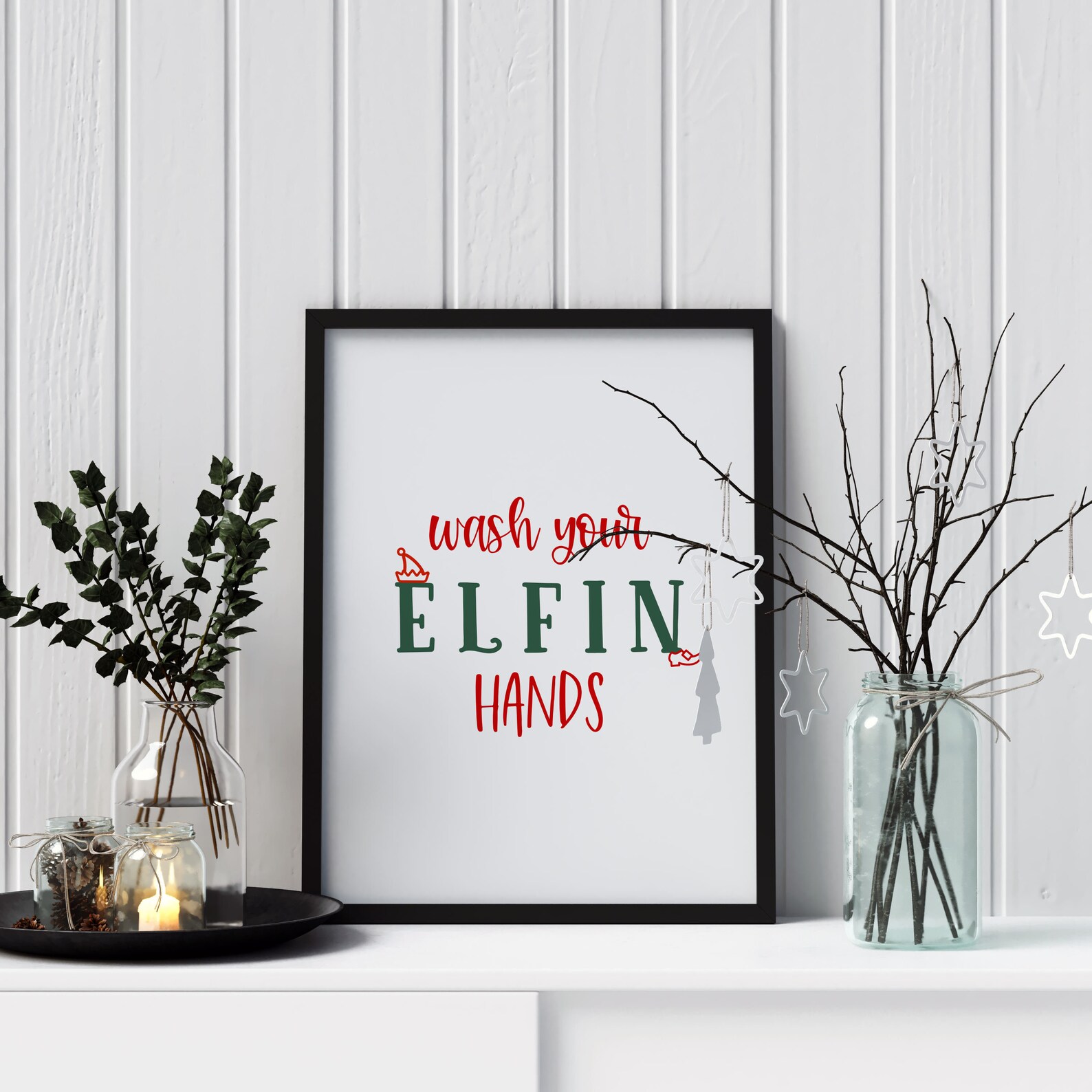 Christmas Bathroom Sign Wash Your Elfin' Hands Christmas Printable ...