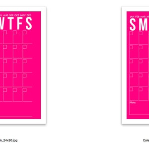 Hot Pink Calendar Printable Poster Chic Office Wall Art Pink and White ...