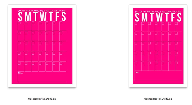 Hot Pink Calendar Printable Poster Chic Office Wall Art Pink - Etsy