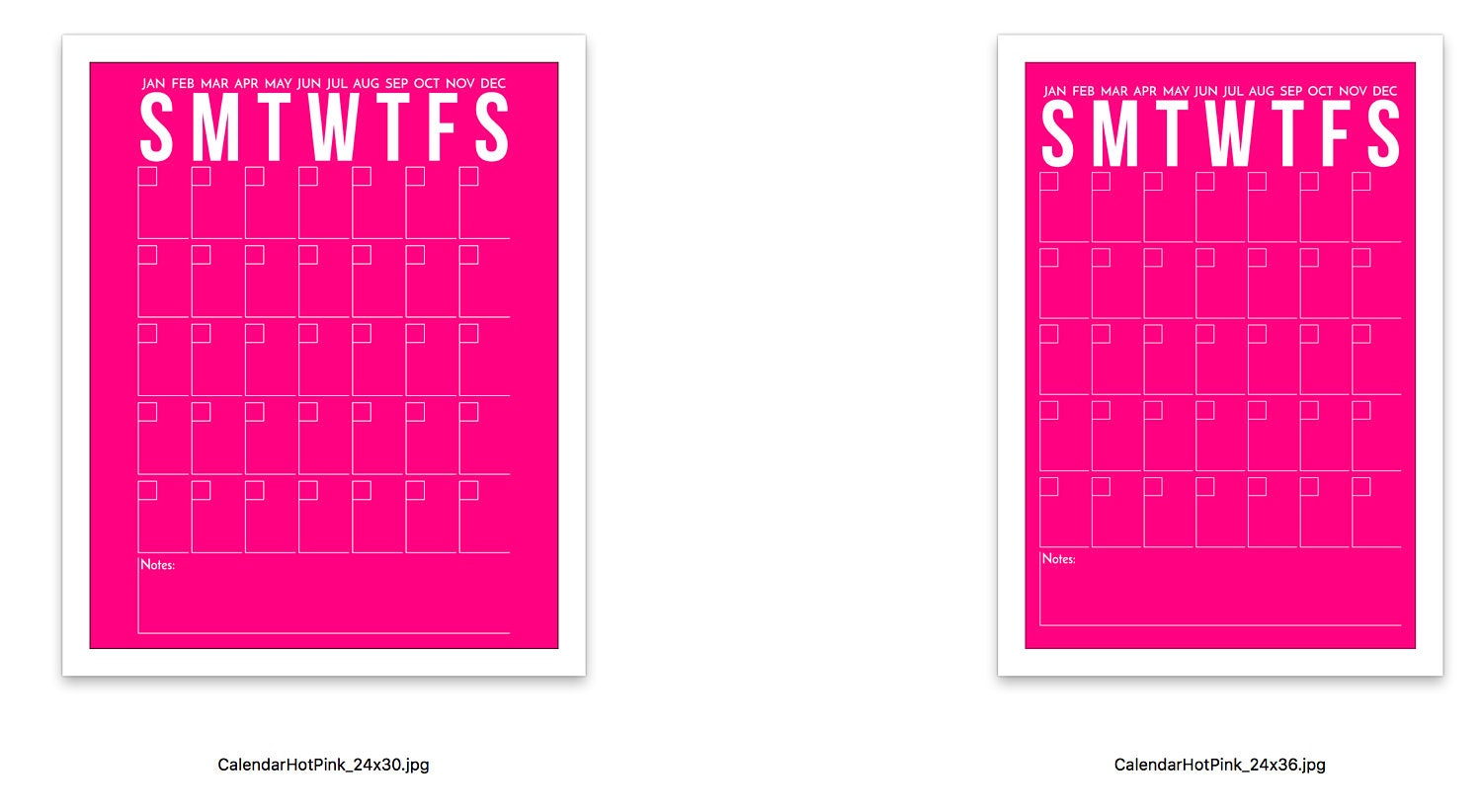 Hot Pink Calendar Printable Poster Chic Office Wall Art Pink and White ...