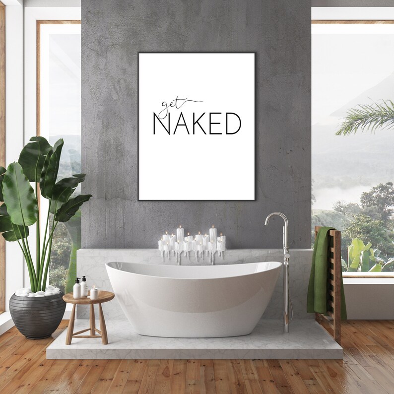 Get Naked Poster Printable Bathroom Print 16x20 Large Etsy