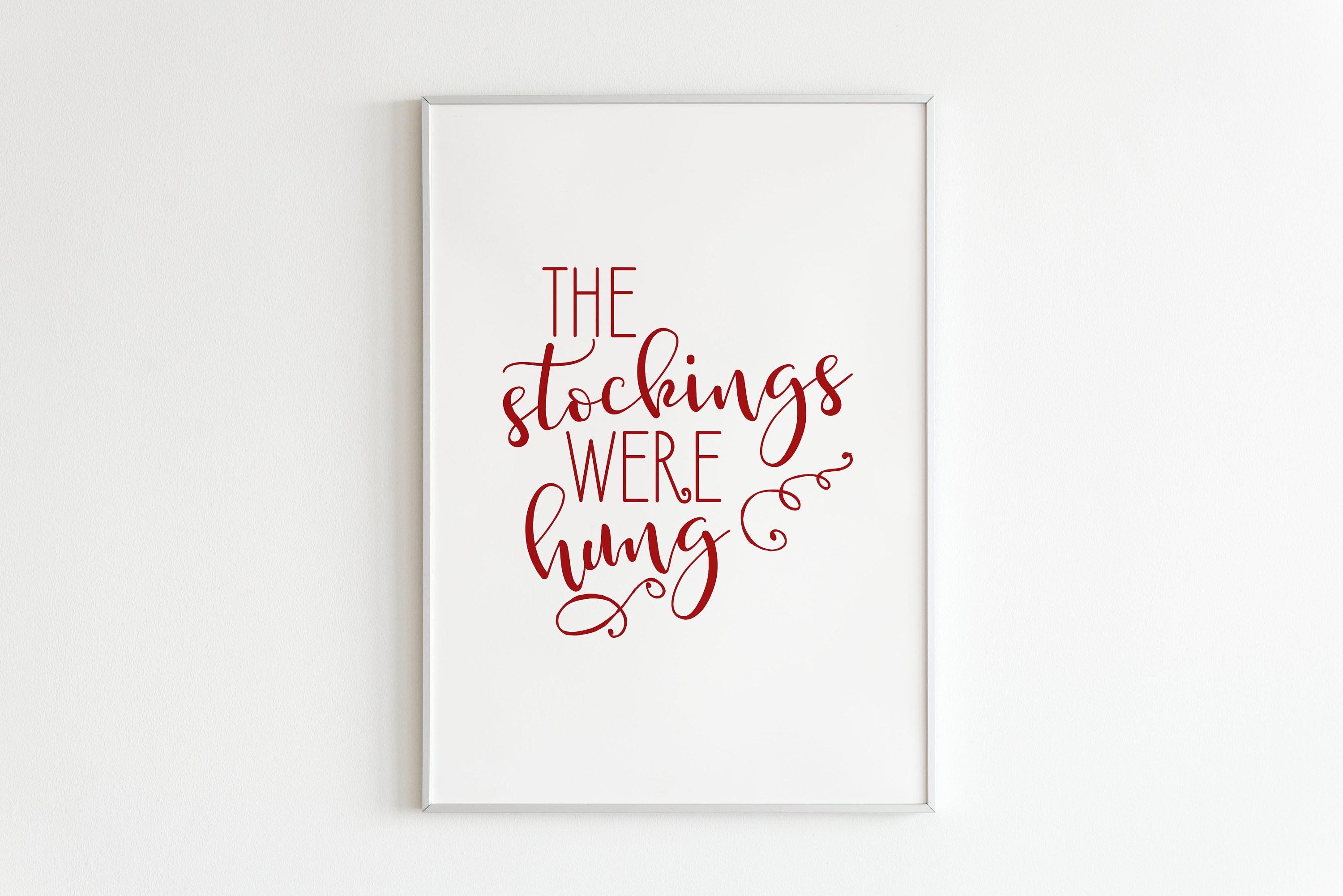 The Stockings Were Hung Printable Christmas Poster Red and - Etsy