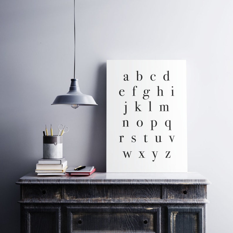 Printable Black and White Alphabet Print Typography Lowercase Alphabet ...