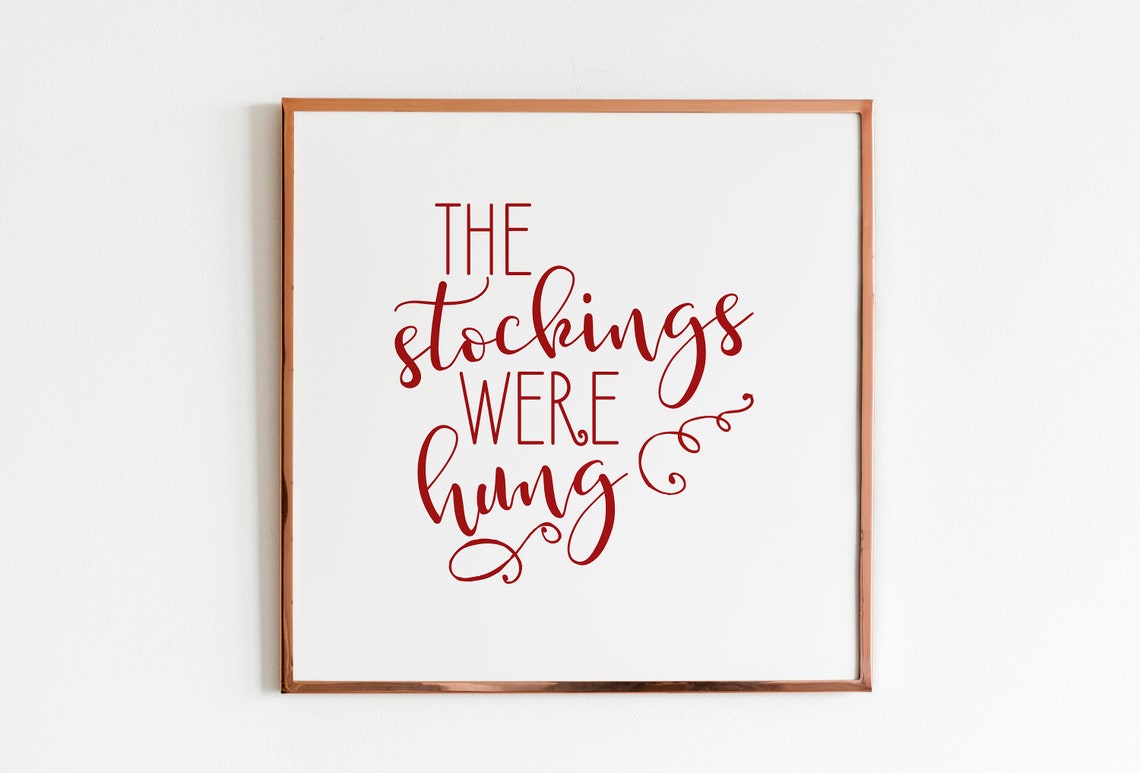 The Stockings Were Hung Printable Christmas Poster Red and - Etsy