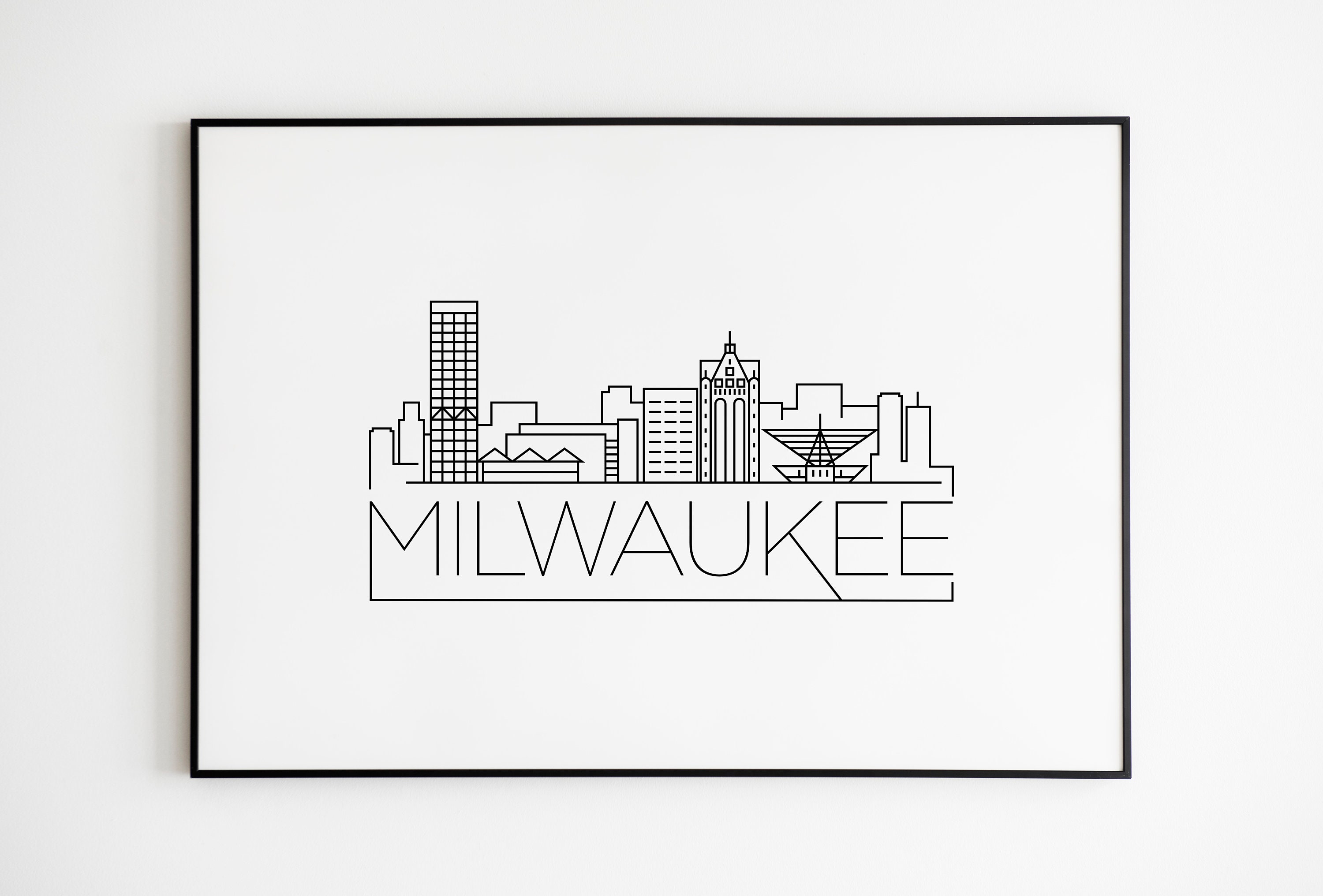 Milwaukee Skyline Poster Milwaukee City Scape Wall Art | Etsy