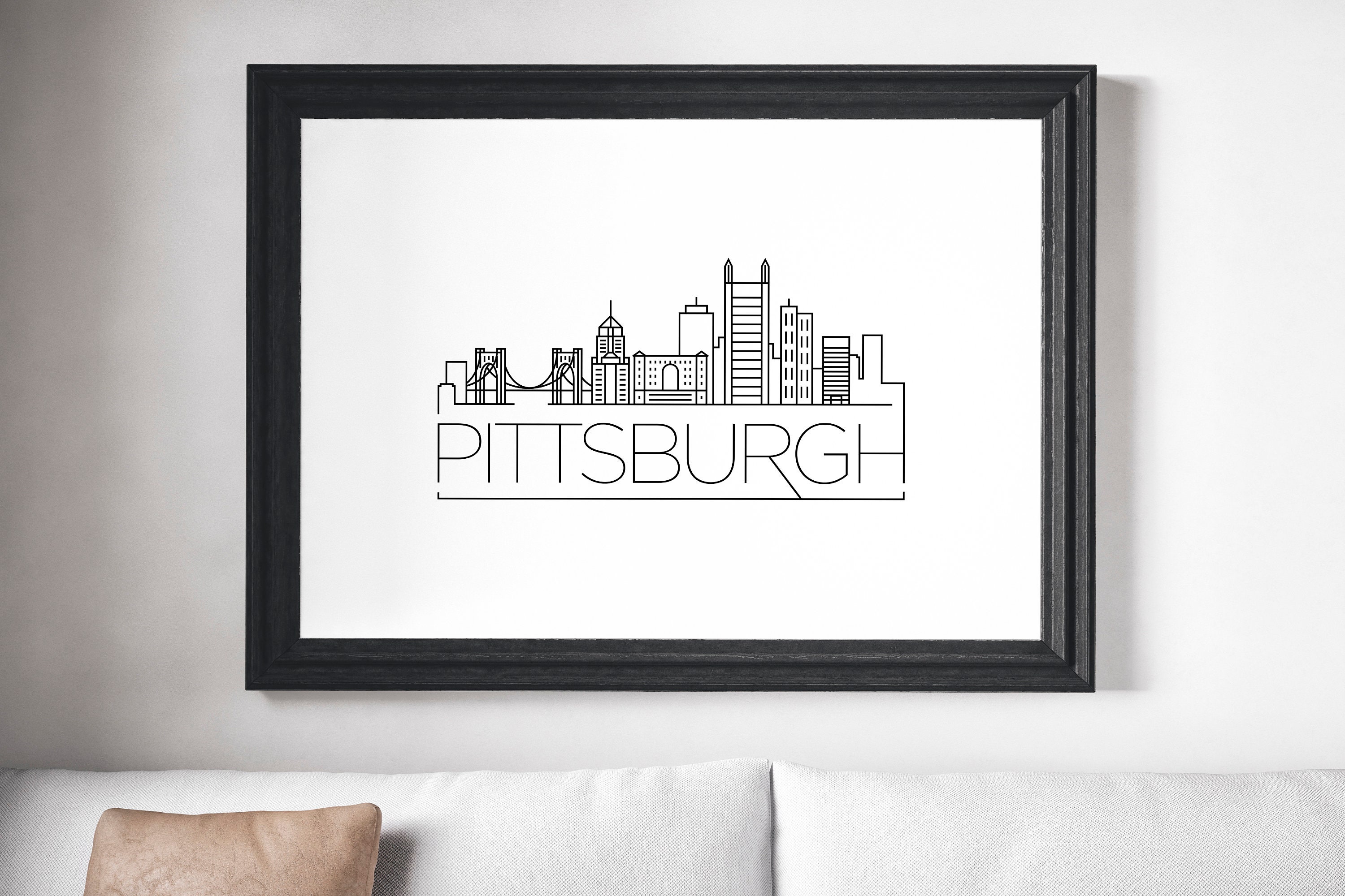 Pittsburgh Skyline Digital Download, Pittsburgh Christmas Gift Art ...