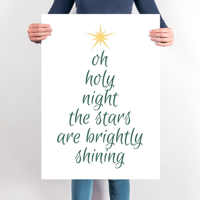 Oh Holy Night PRINTABLE Christmas Poster Wall Art Decoration | Etsy