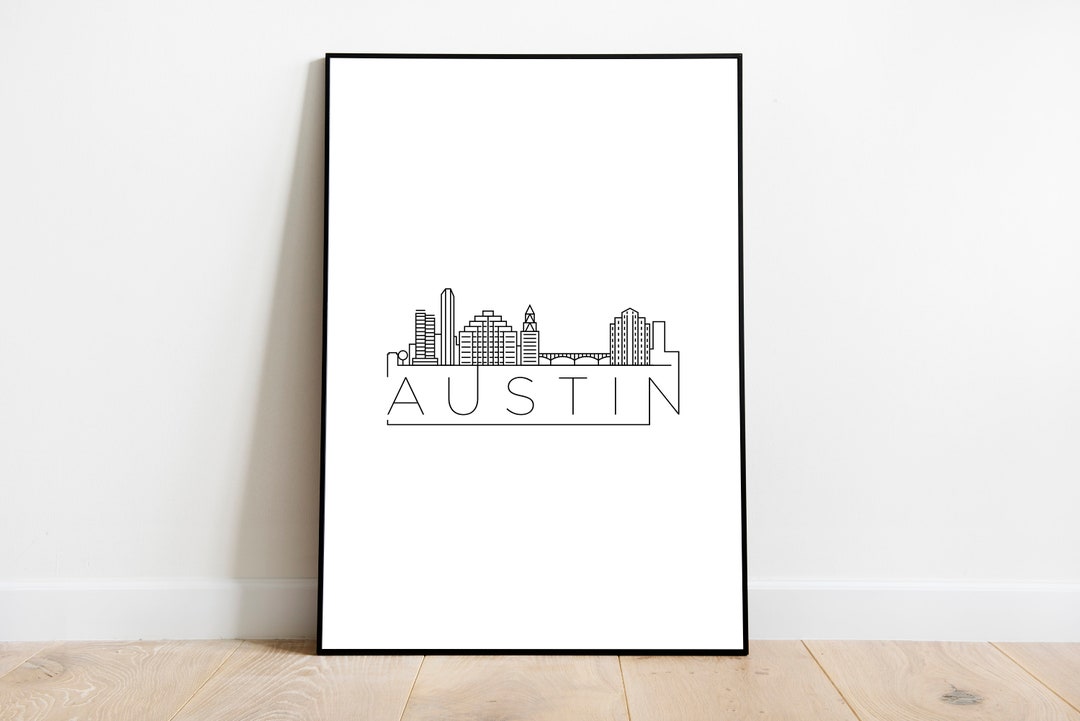 Austin Skyline Printable Poster Wall Art, Texas Minimalist Digital ...